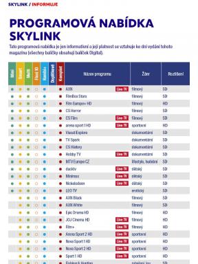 Programy – Kompletní nabídka | CZ 01/2024 | Skylink TV
