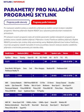 Parametry ladění podle frekvencí | CZ 06/2025 | Skylink TV