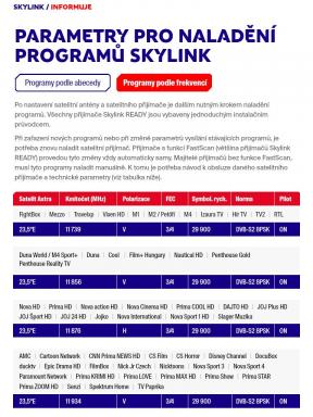 Parametry ladění podle frekvencí | CZ 07/2024 | Skylink TV