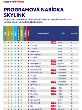 Programy – Kompletní nabídka | CZ 11/2024 | Skylink TV
