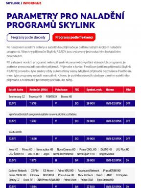 Parametry ladění podle frekvencí | CZ 23/2022 | Skylink TV